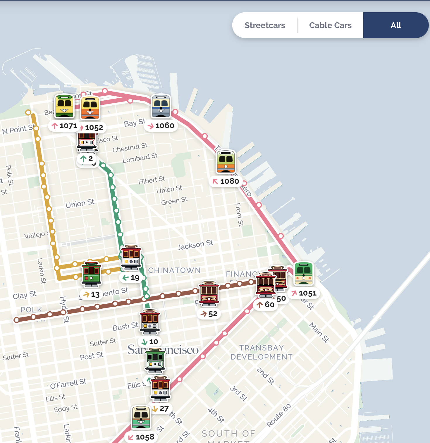 NEW! Live cable car map - Market Street Railway